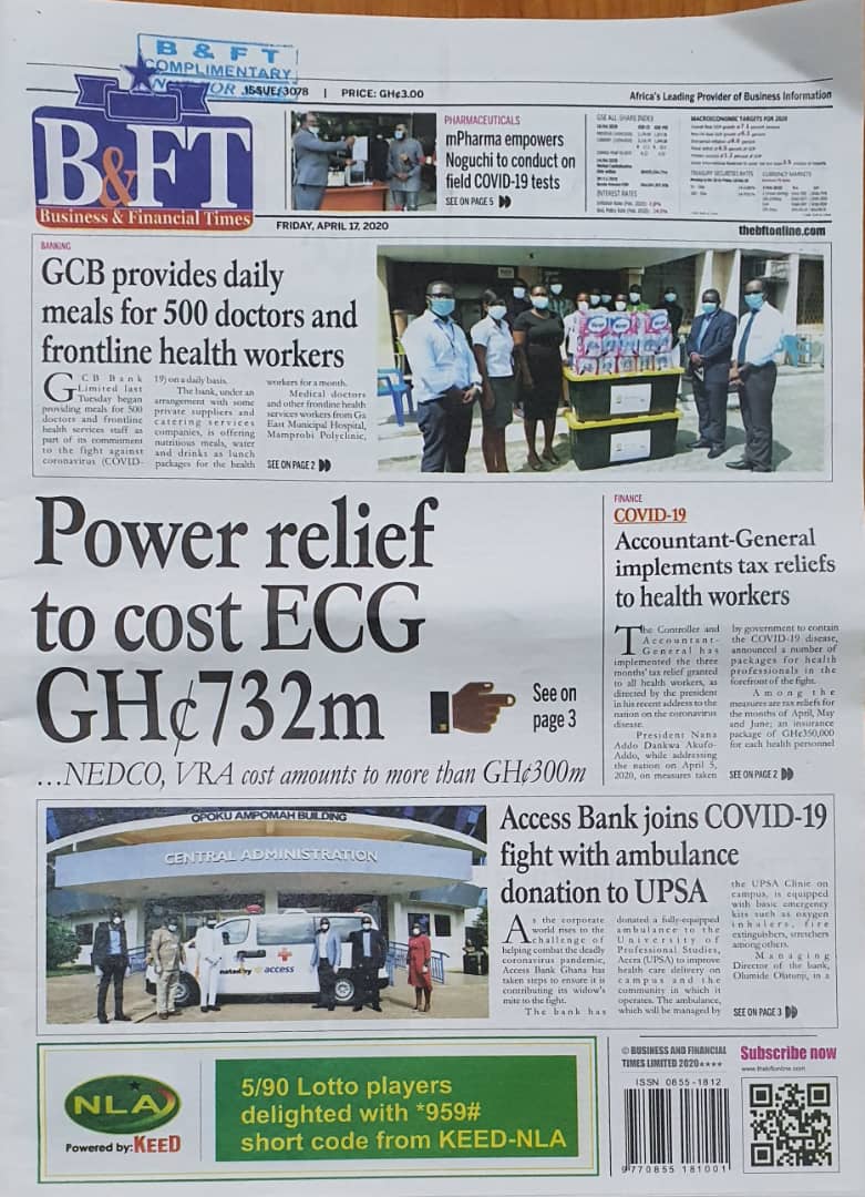 Today's front pages: Friday, April 17, 2020 - MyJoyOnline