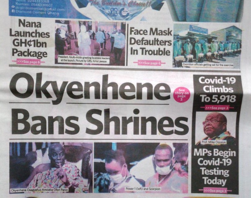 Today's front pages: Wednesday, May 20, 2020 - MyJoyOnline