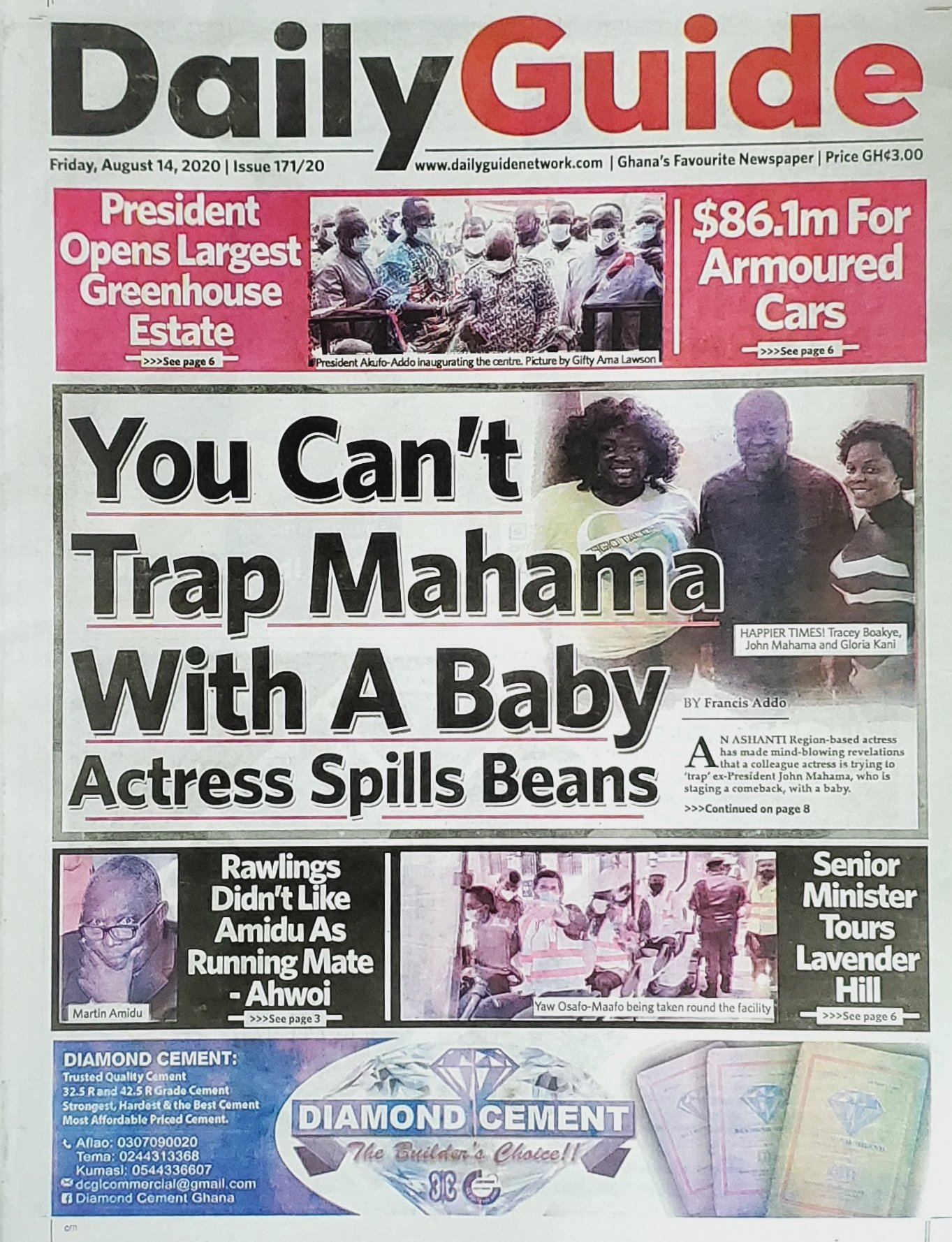 Today’s frontpages: Friday, August 14, 2020 - MyJoyOnline