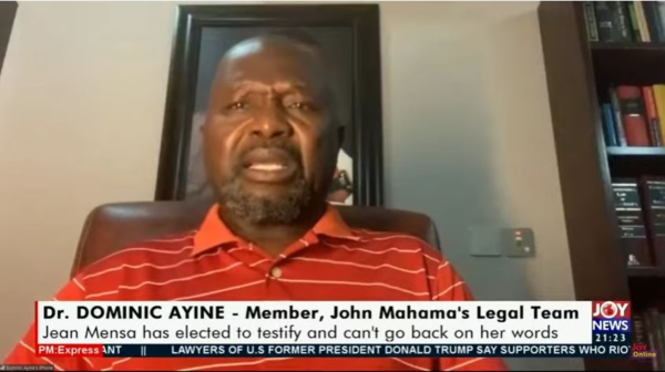 Jean Mensa has elected to testify, she can't go back on her word - Dr ...