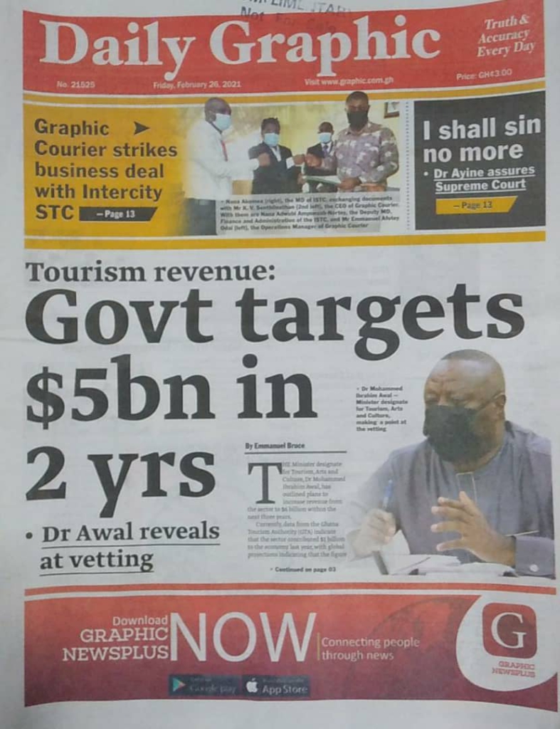 Today’s Newspaper Headlines: Friday,26th February, 2021 - MYGHANAMEDIA.COM