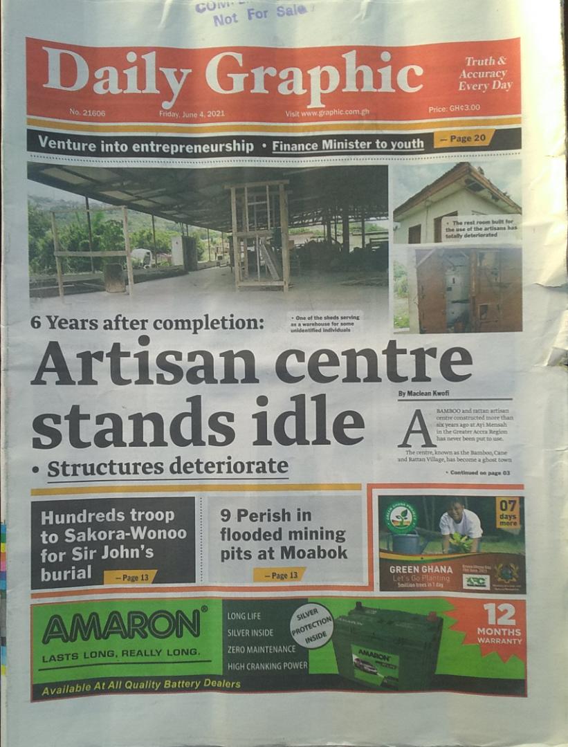 Today's front pages: Friday, June 4, 2021 - MyJoyOnline