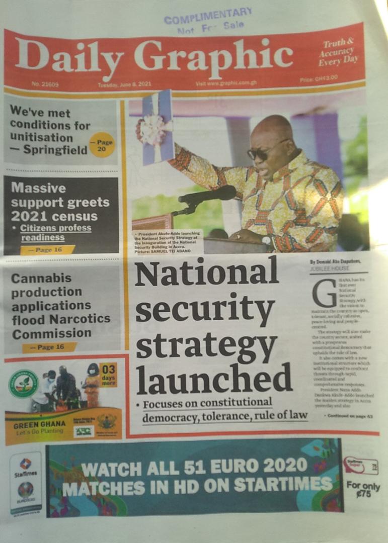 Today's front pages: Tuesday, June 8, 2021 - MyJoyOnline