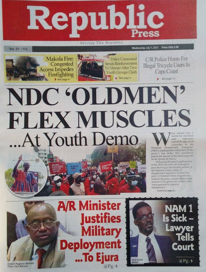 Today's front pages: Wednesday, July 7, 2021 - MyJoyOnline