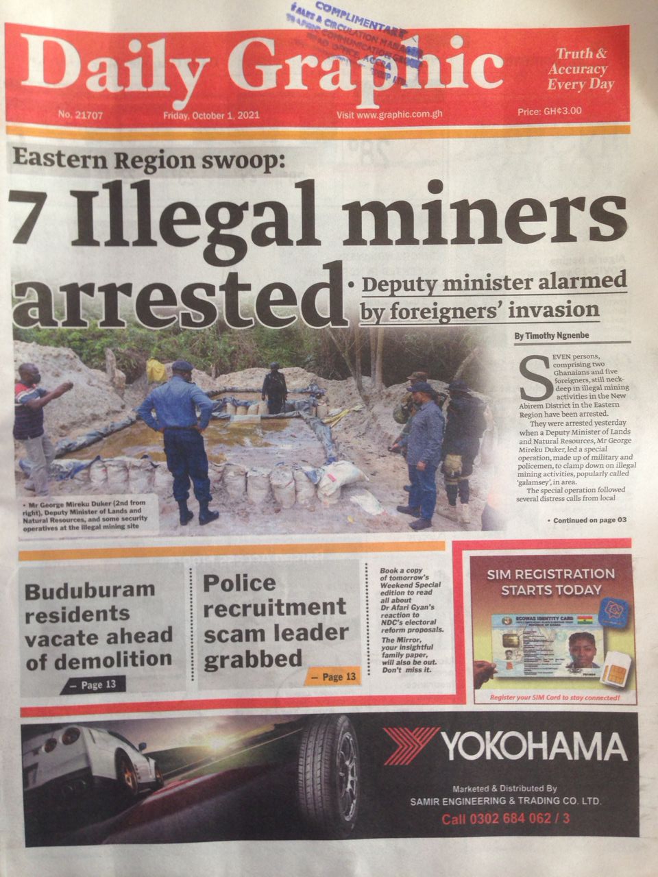 Today’s front pages: Friday, October 1, 2021 - MyJoyOnline