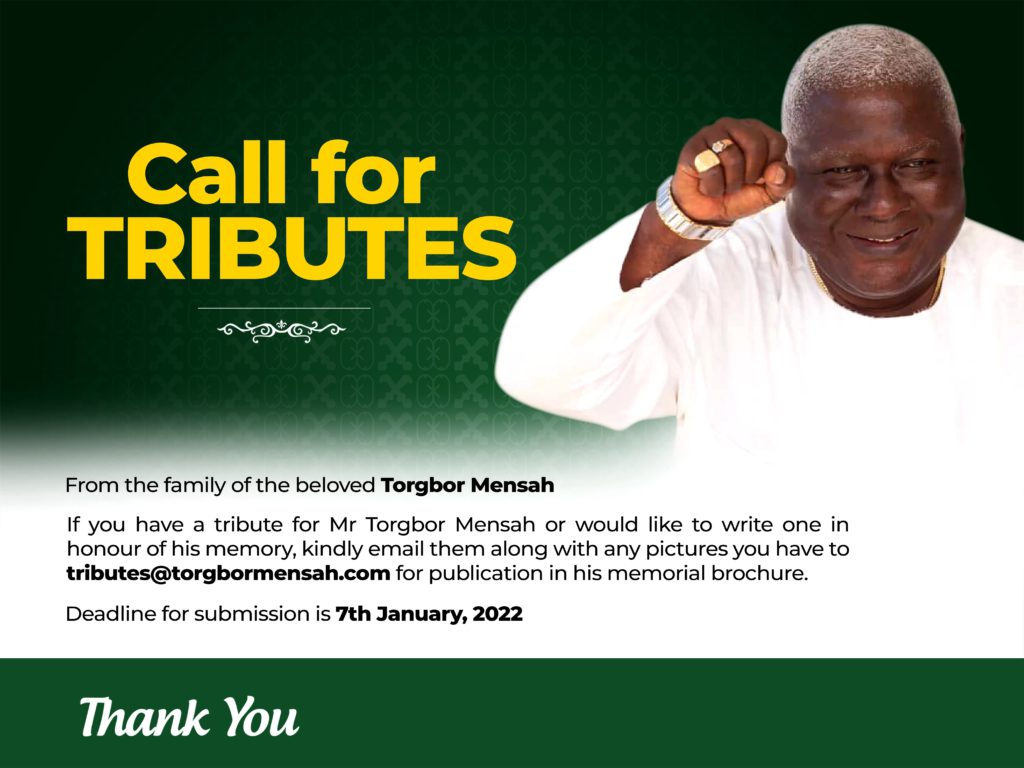 Call for tributes for Torgbor Mensah - MyJoyOnline