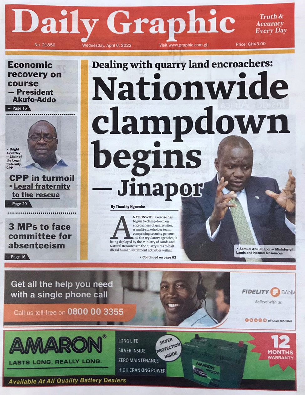 Today's front pages: Wednesday, April 6, 2022 - MyJoyOnline