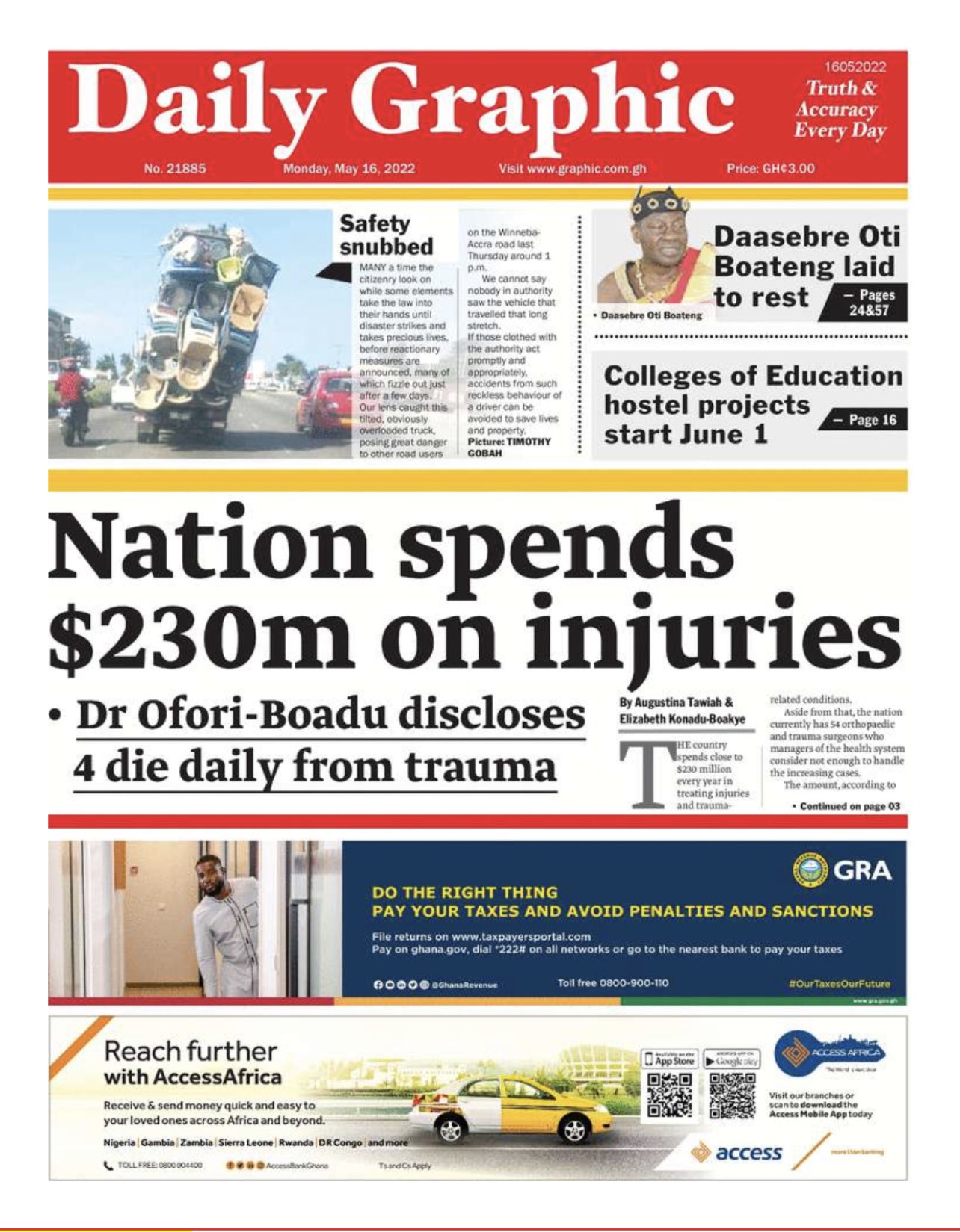 Today's front pages: Monday, May 16, 2022 - MyJoyOnline