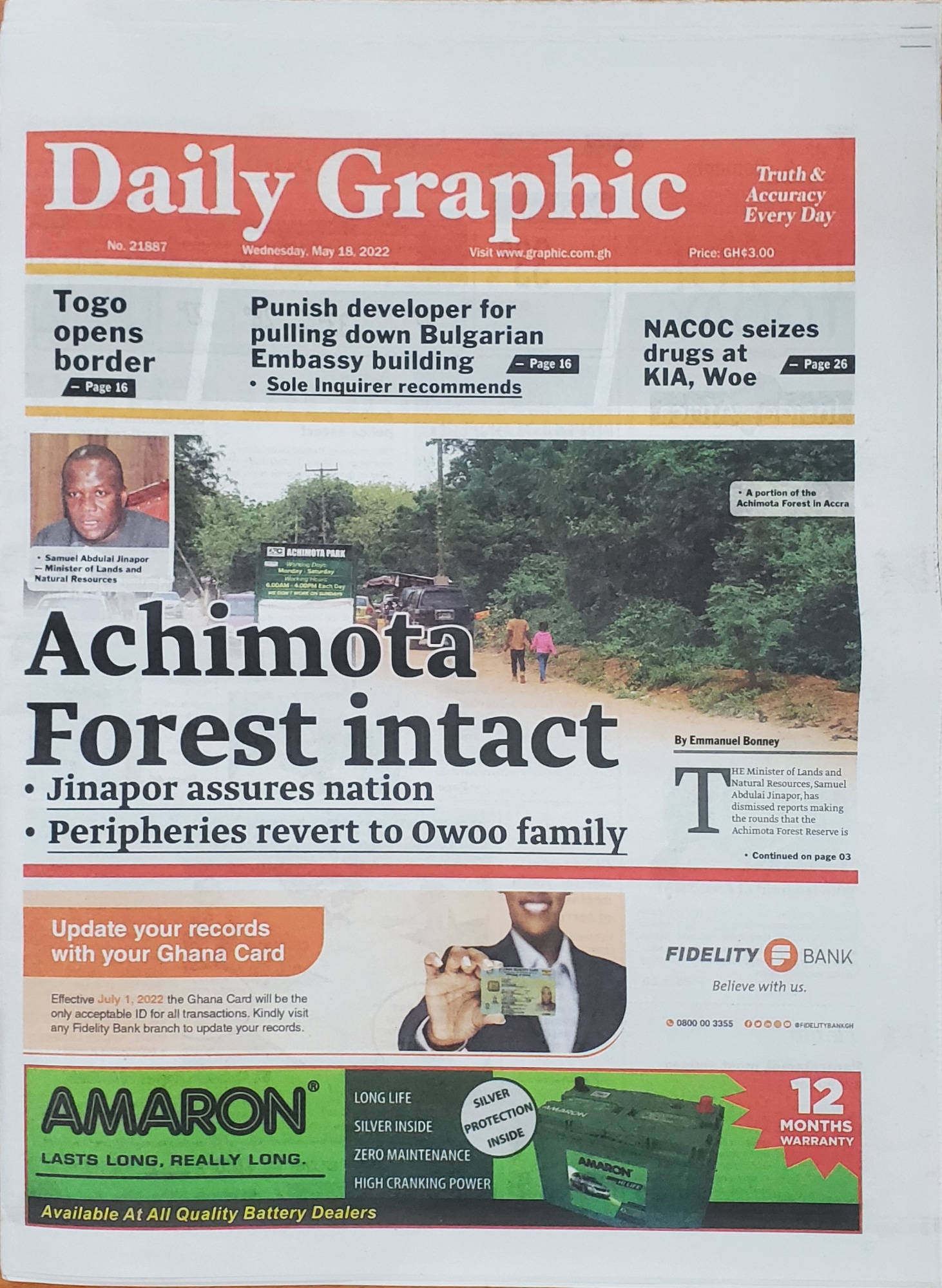 Today's front pages: Wednesday, May 18, 2022 - MyJoyOnline