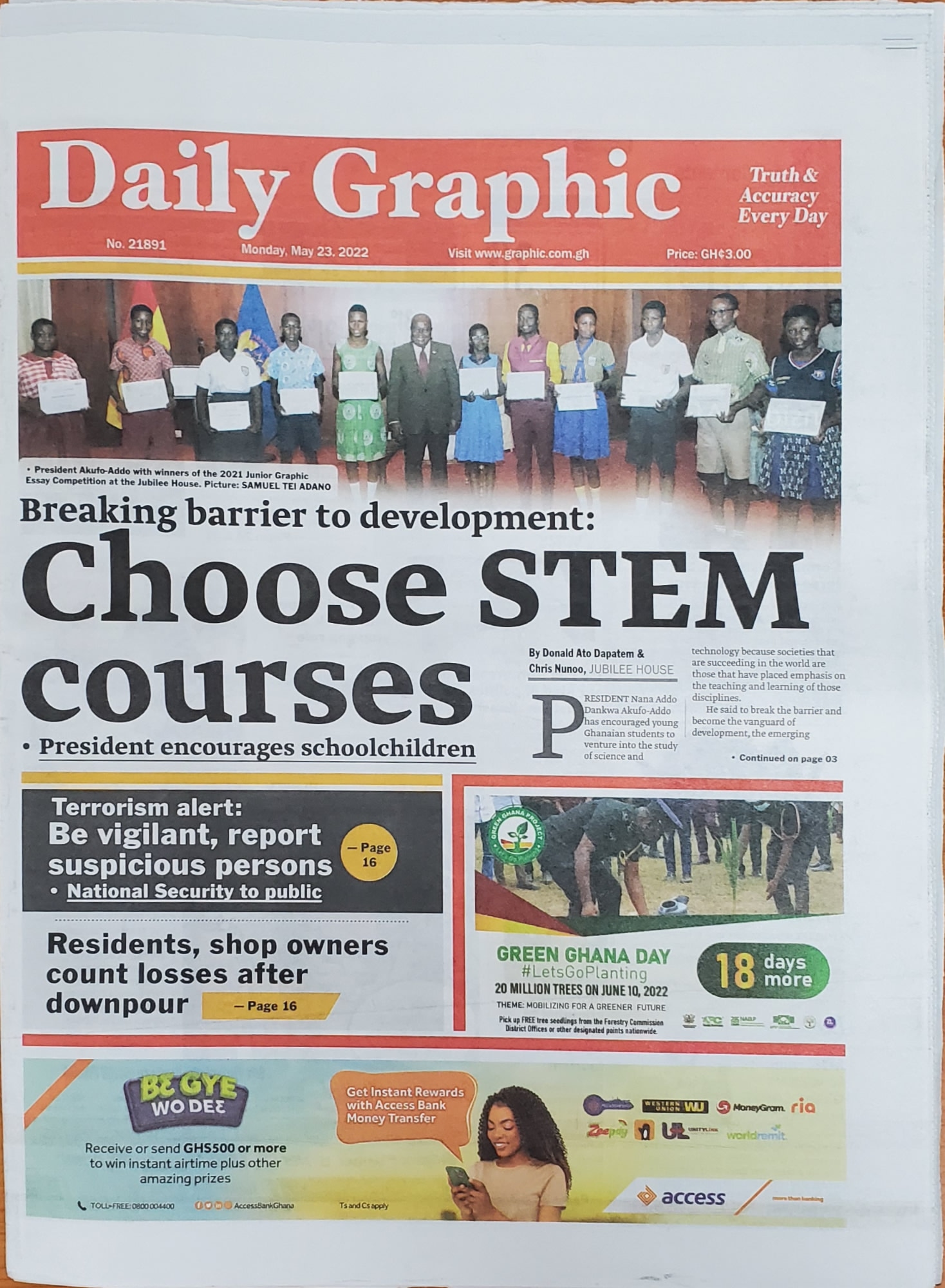 Today's front pages: Monday, May 23, 2022 - MyJoyOnline