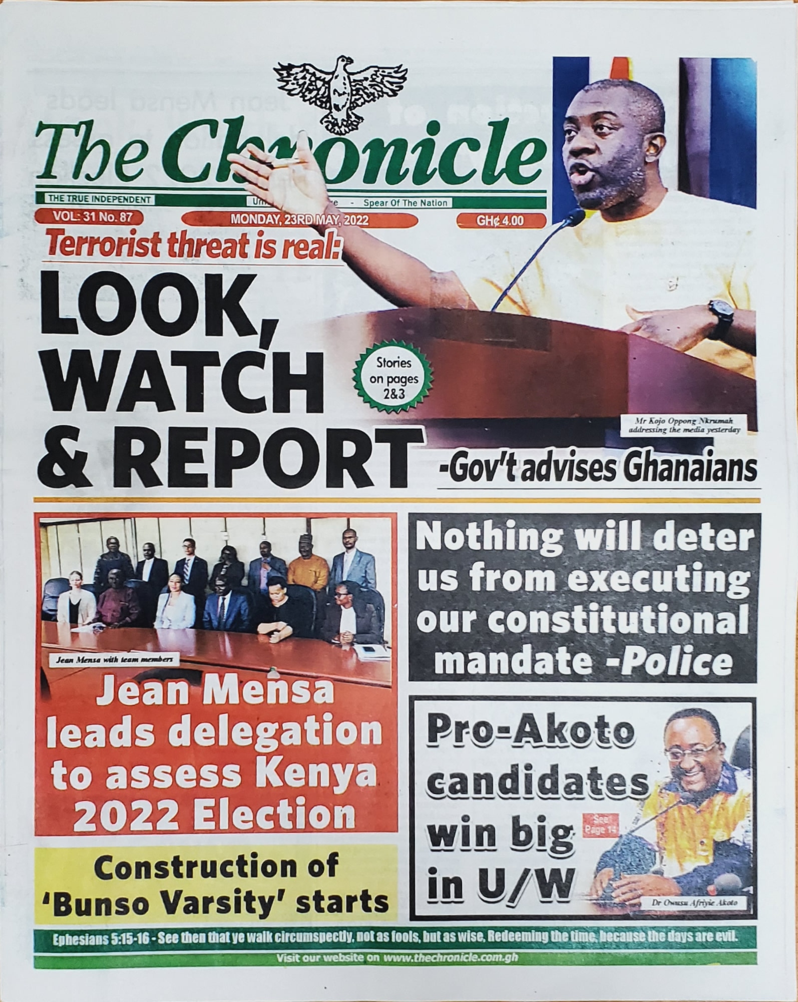 Today's front pages: Monday, May 23, 2022 - MyJoyOnline.com