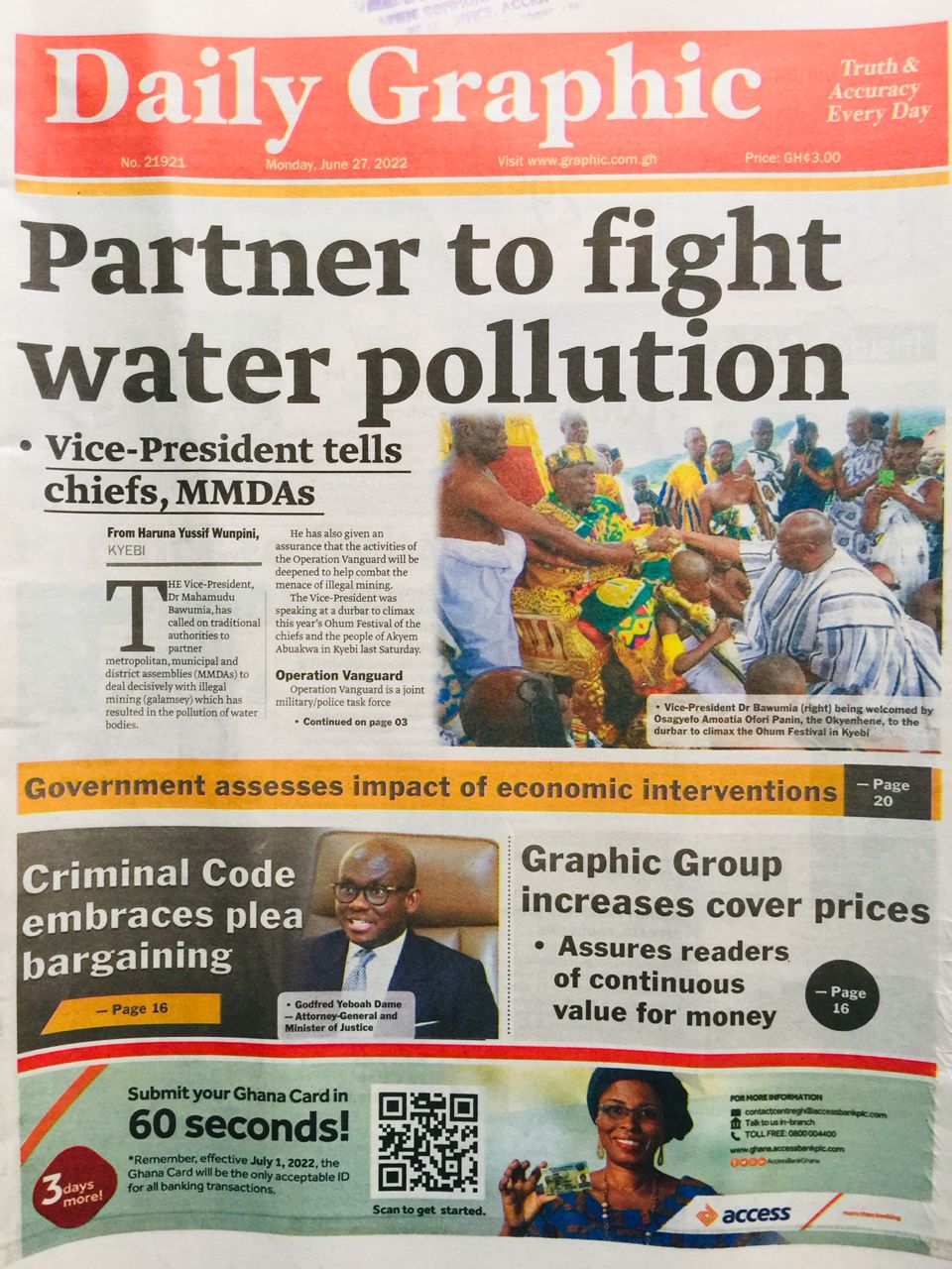 Today's front pages: Monday, June 27, 2022 - MyJoyOnline
