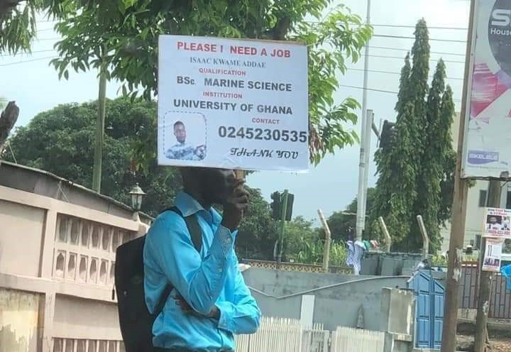Unemployed graduate gets over 50 job offers after his placard-hoisting ...