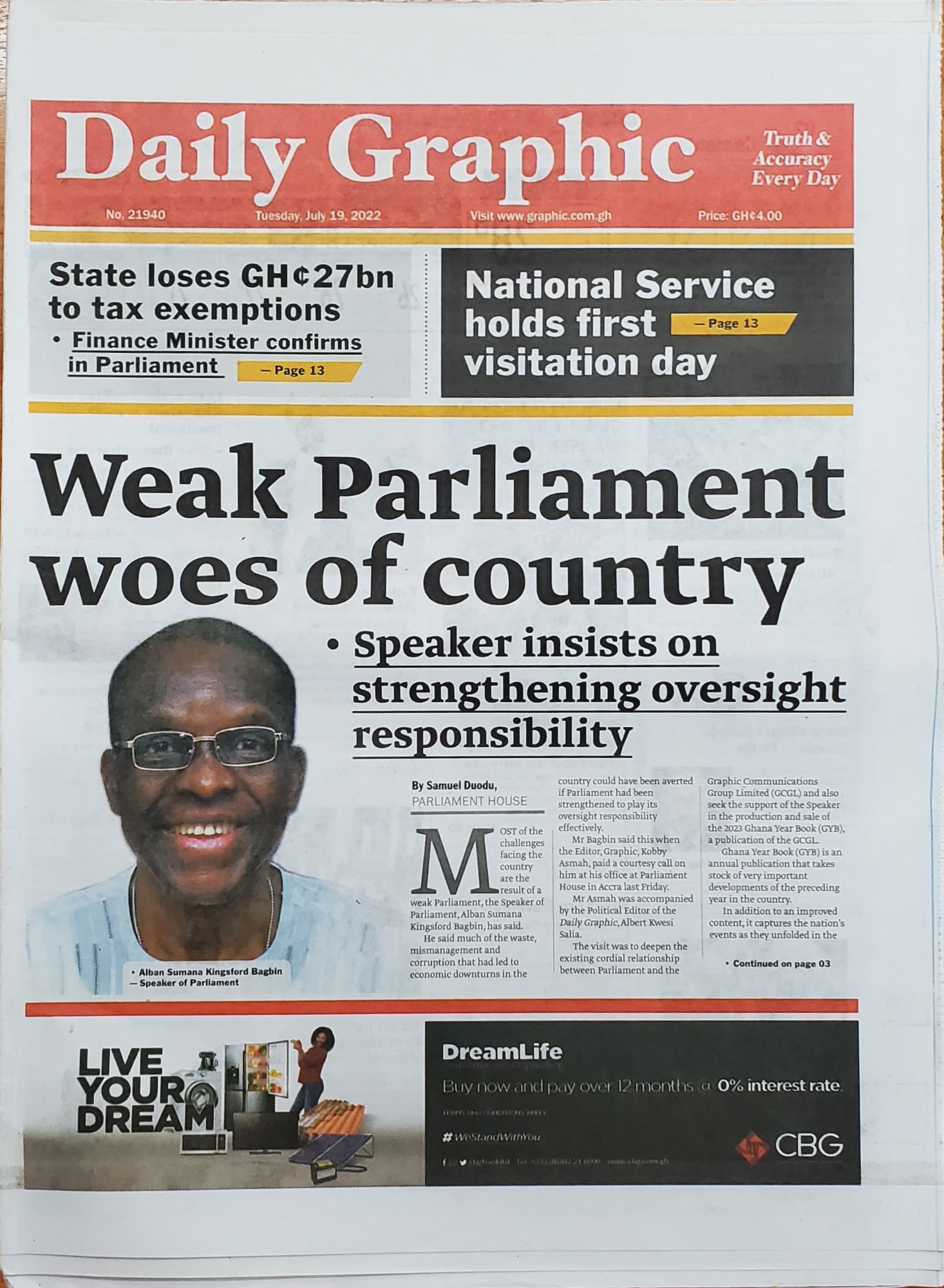 Today's front pages: Tuesday, July 19, 2022 - MyJoyOnline