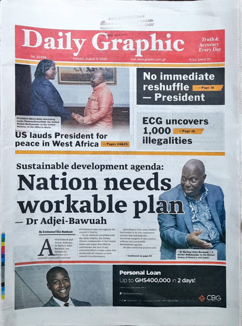 Today's front pages: Tuesday, August 9, 2022 - MyJoyOnline