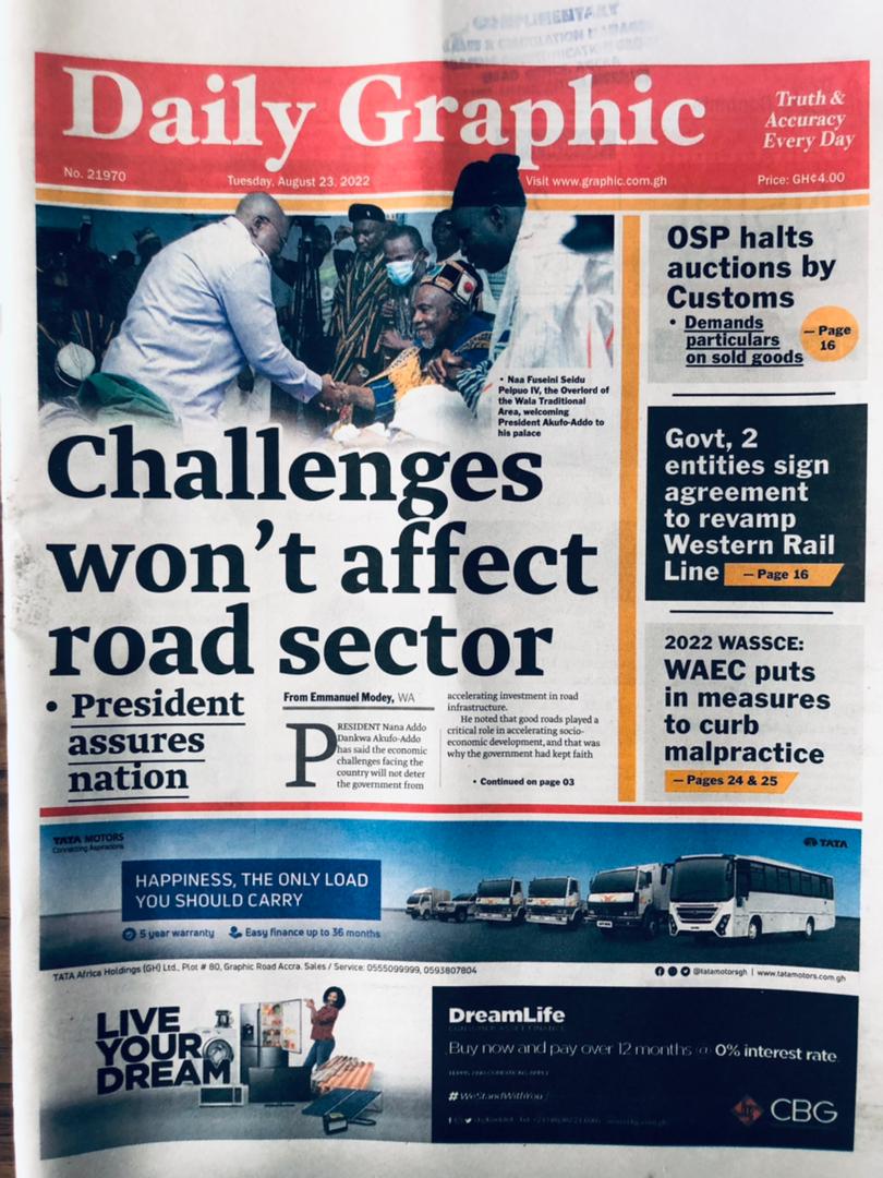 Today's front pages: Tuesday, August 23, 2022 - MyJoyOnline