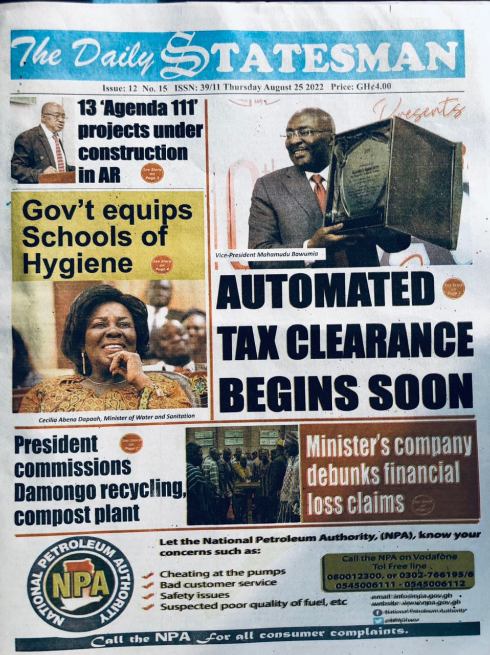 Today’s front pages: Thursday, August 25, 2022 - MyJoyOnline.com