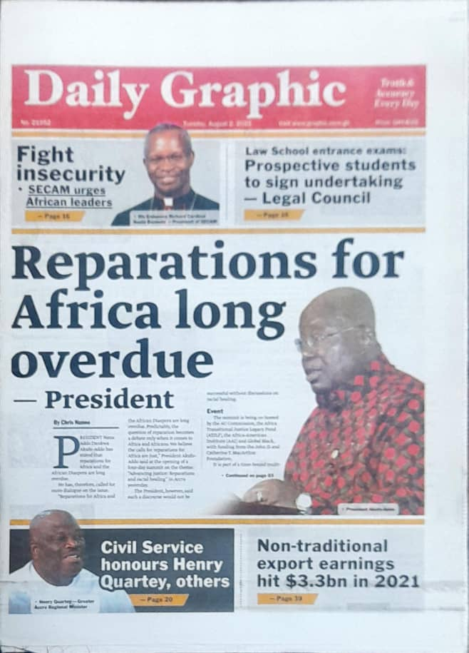 Today's front pages: Tuesday, August 2, 2022 - MyJoyOnline