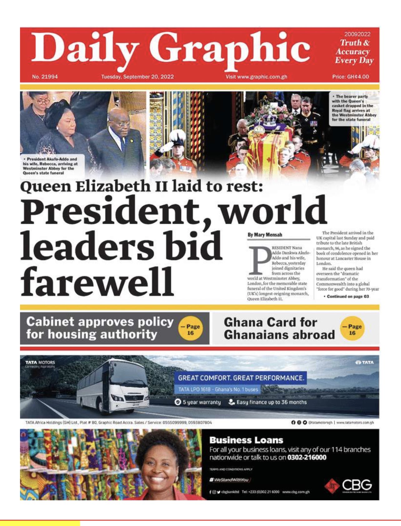 Today's front pages: Tuesday, September 20, 2022 - MyJoyOnline