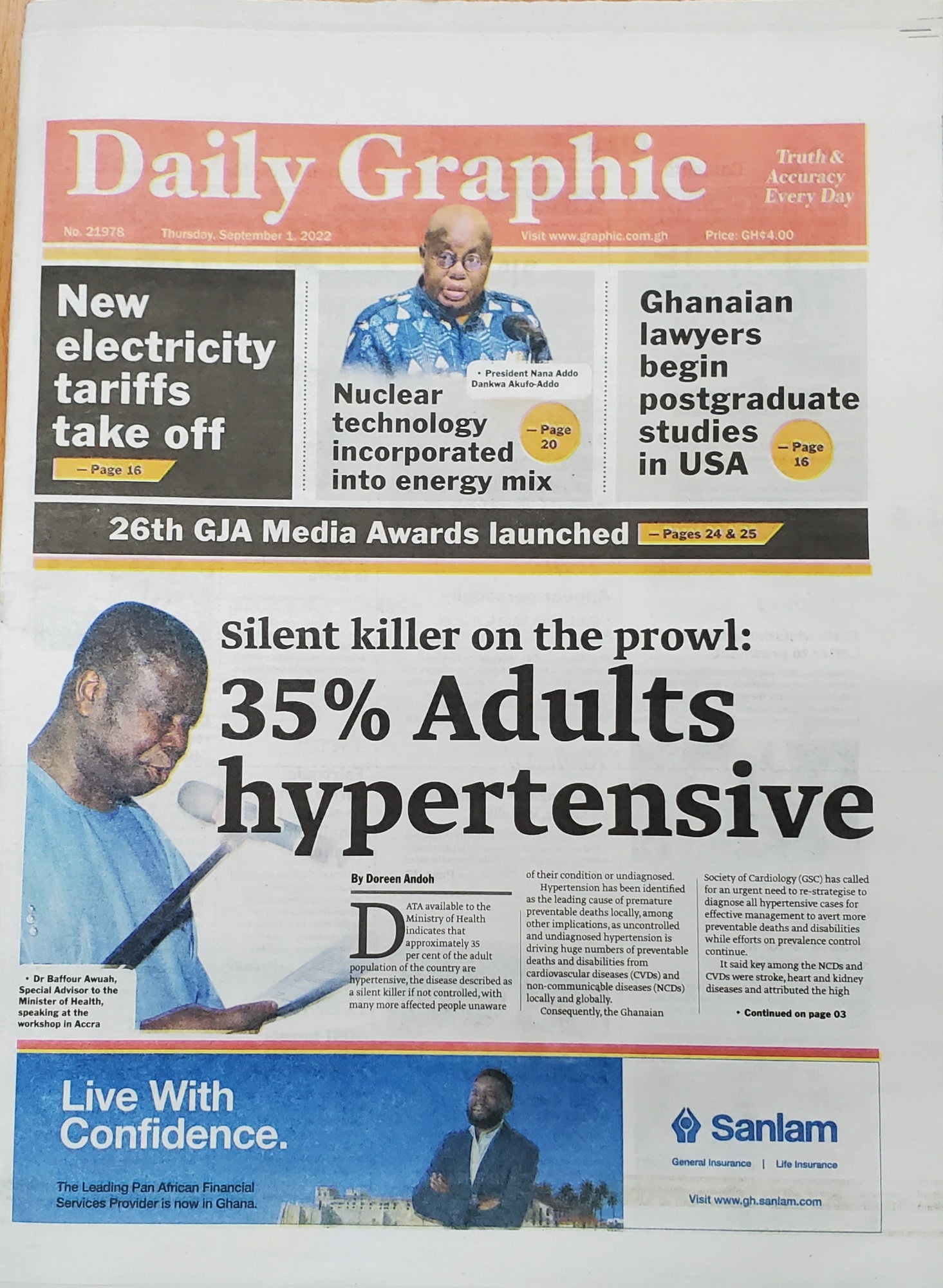 Today’s front pages: Thursday, September 1, 2022 - MyJoyOnline