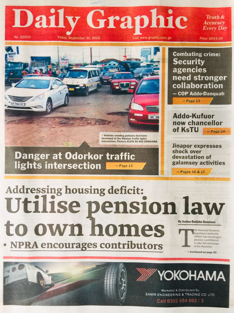 Today's front pages: Friday, September 30, 2022 - MyJoyOnline