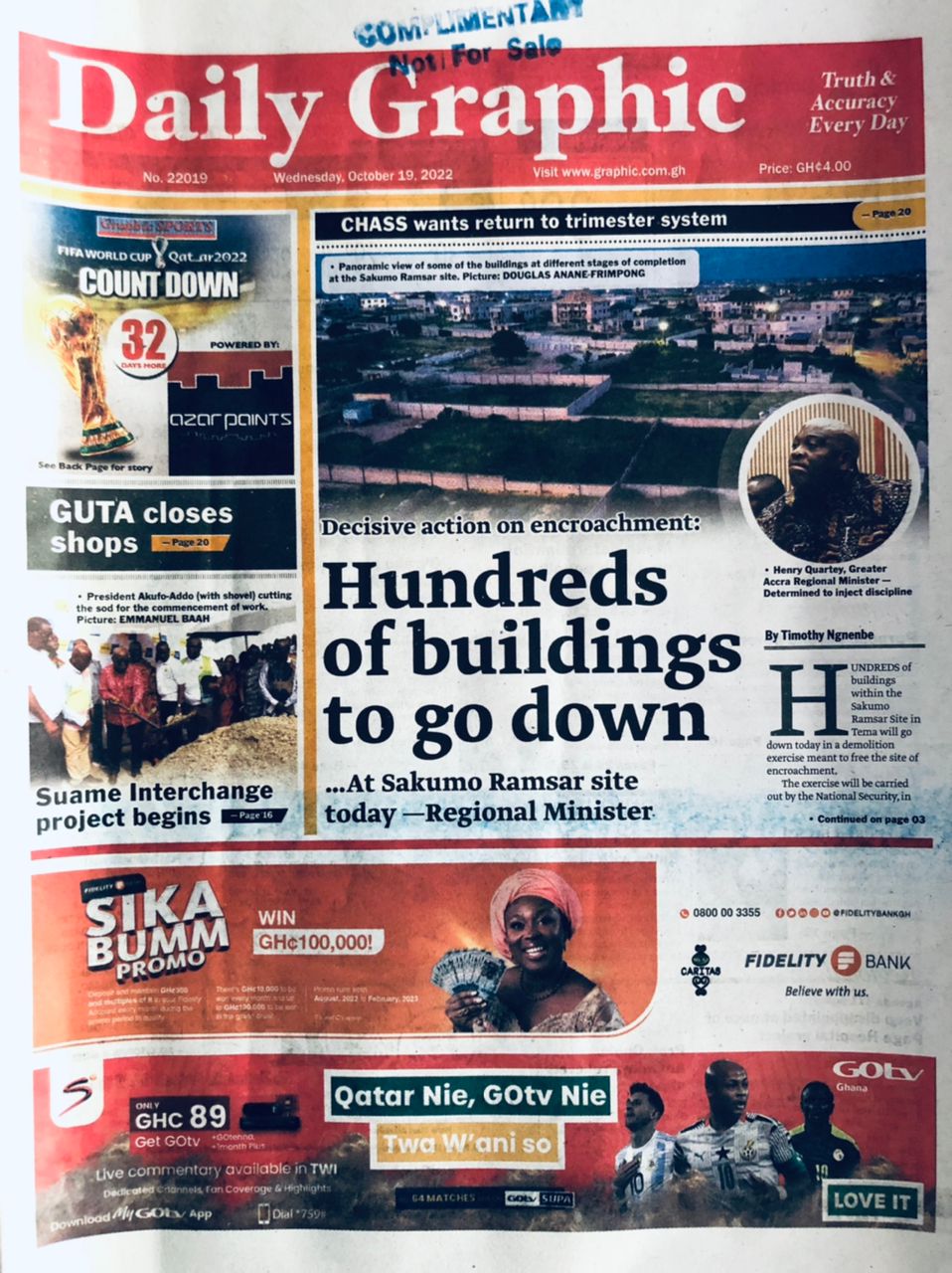 Today's front pages: Wednesday, October 19, 2022 - MyJoyOnline