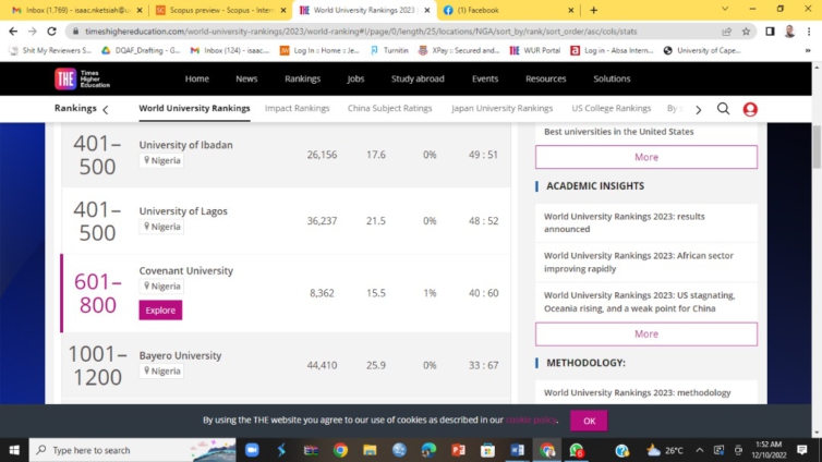 2023 World University Ranking: UCC remains best in Ghana, 1st in West ...