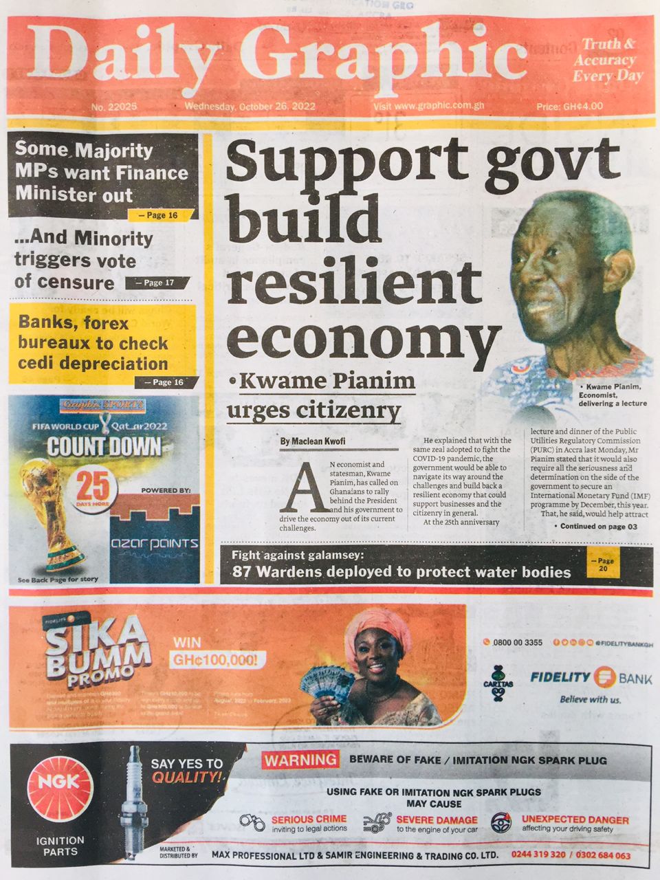 Today's front pages: Wednesday, October 26, 2022 - MyJoyOnline