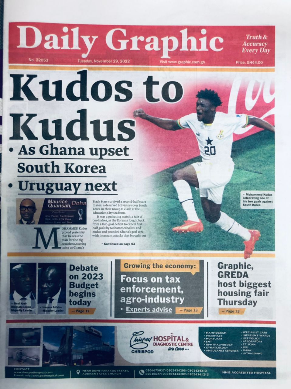 Today’s front pages: Tuesday, November 29, 2022 - MyJoyOnline