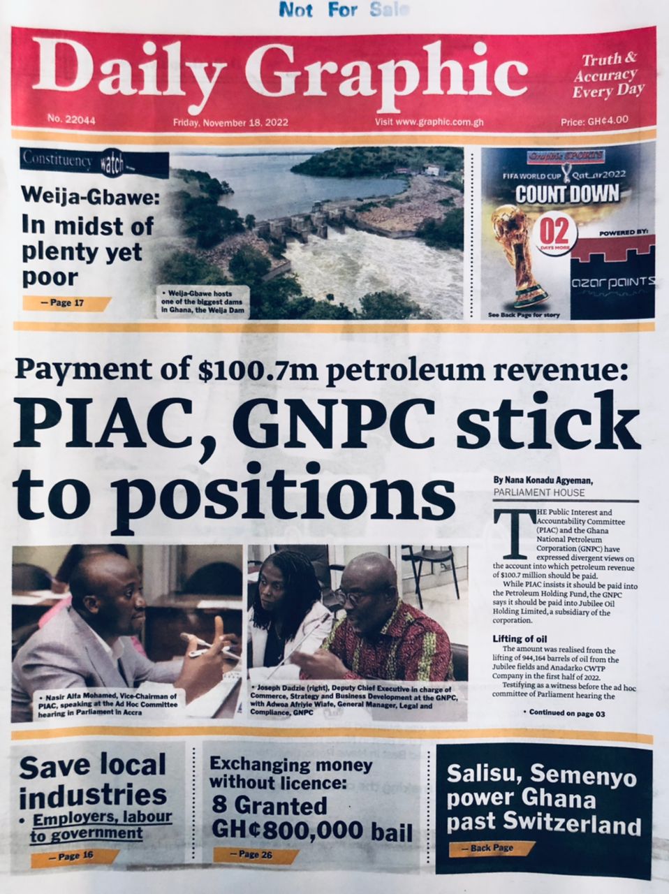 Today’s front pages: Friday, November 18, 2022 - MyJoyOnline