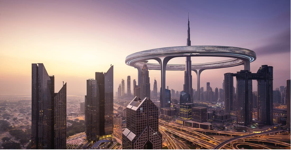 Architects in Dubai dream up a massive space-age ring to encircle the ...