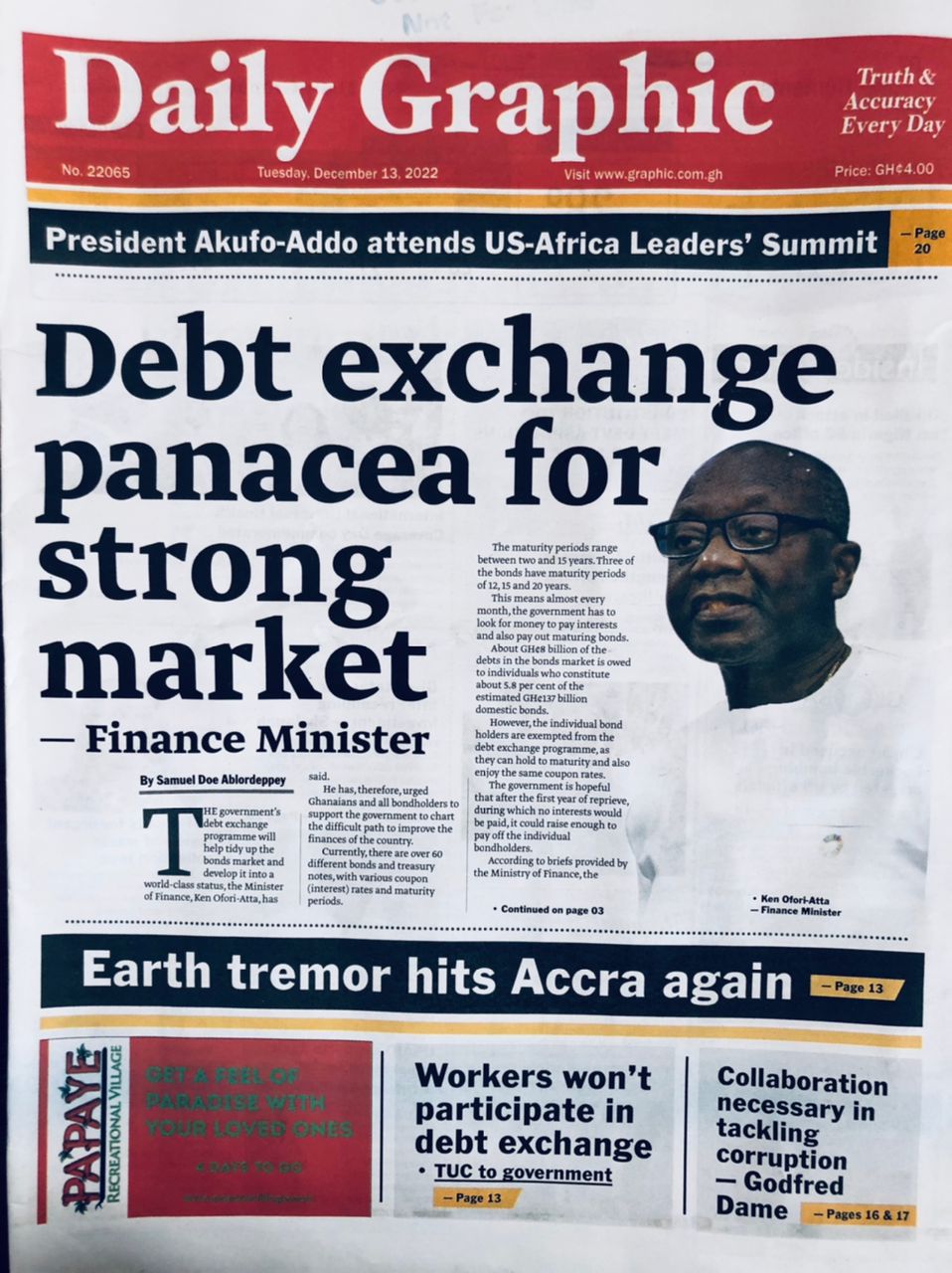 Today's front pages: Tuesday, December 13, 2022 - MyJoyOnline