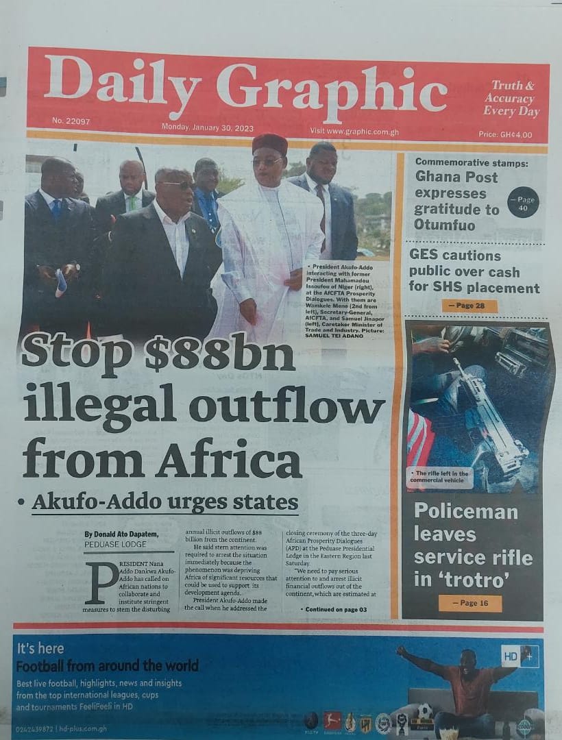 Today's front pages: Monday, January 30, 2023 - MyJoyOnline