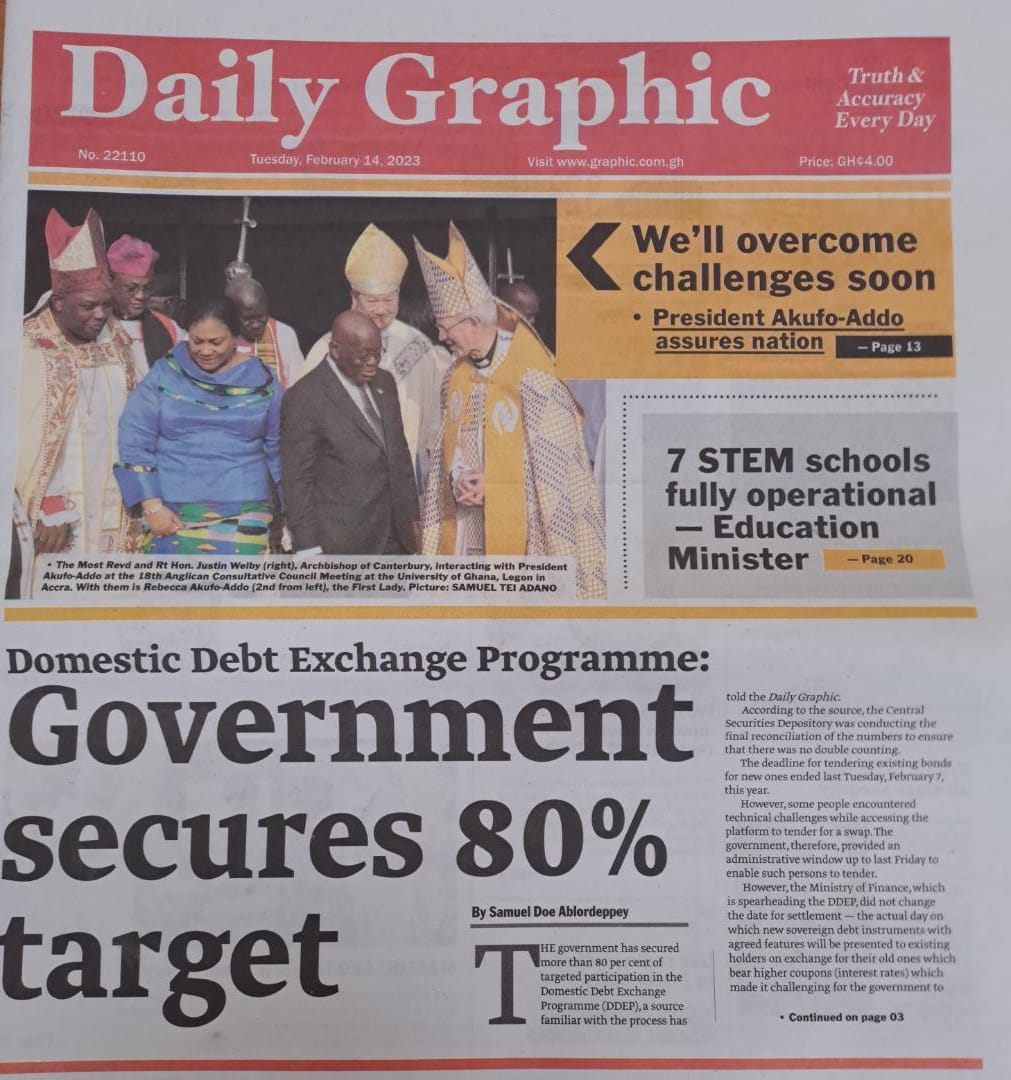 Today's front pages: Tuesday, February 14, 2023 - MyJoyOnline