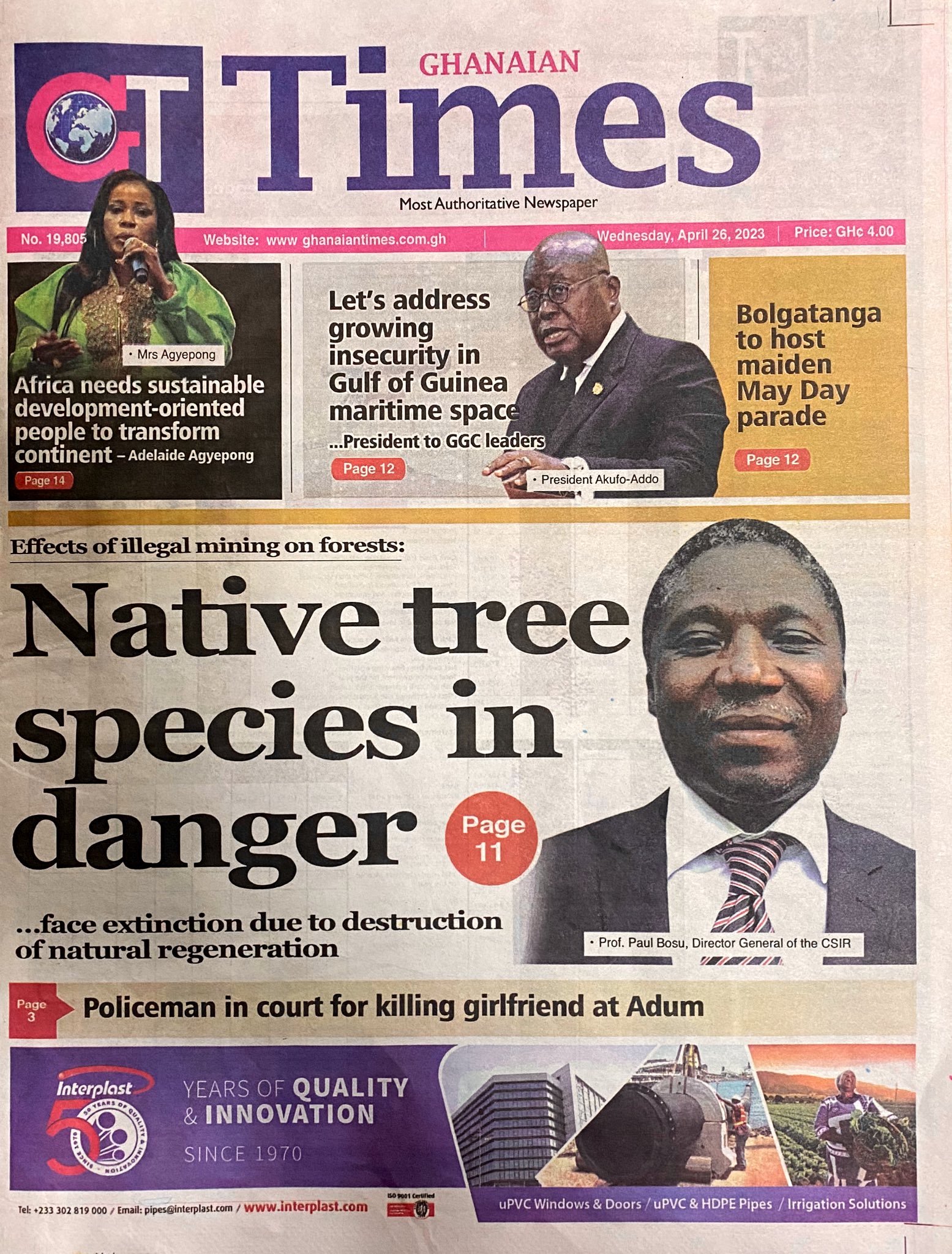 Today's front pages: Wednesday, April 26, 2023 - MyJoyOnline.com