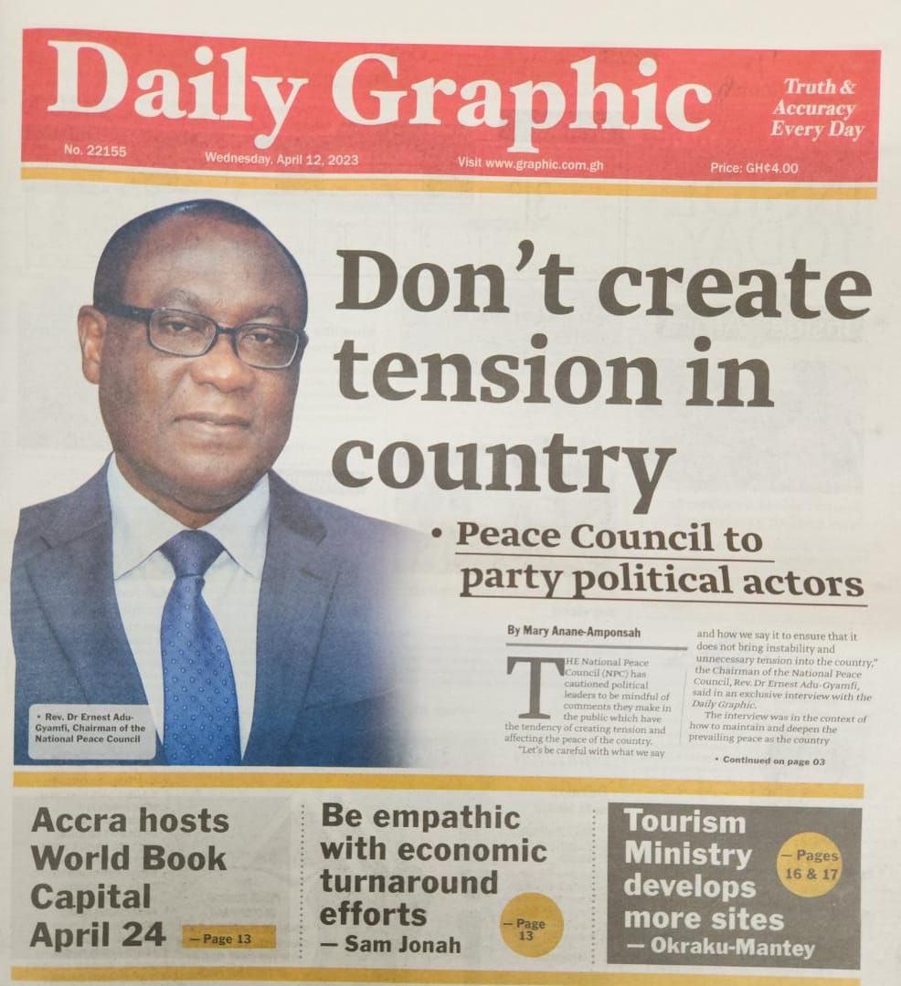 Today's front pages: Wednesday, April 12, 2023 - MyJoyOnline