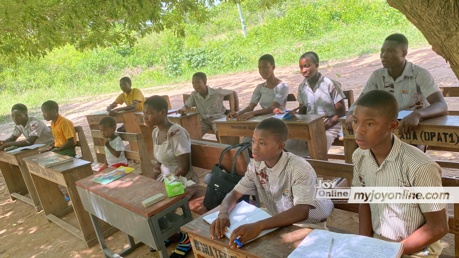 Adaklu Avelebe DA Basic School learners study under trees - MyJoyOnline
