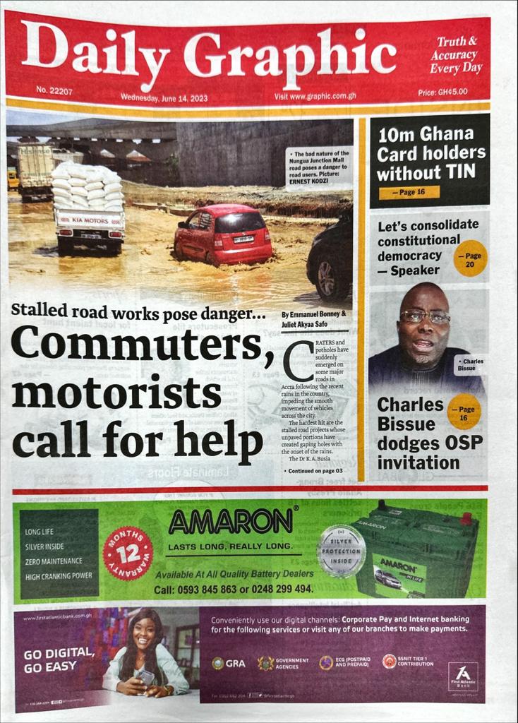 Today’s front pages: Wednesday, June 14, 2023 - MyJoyOnline