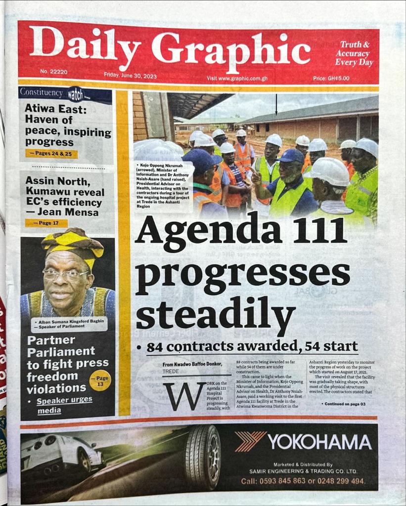 Today's front pages: Friday, June 30, 2023 - MyJoyOnline