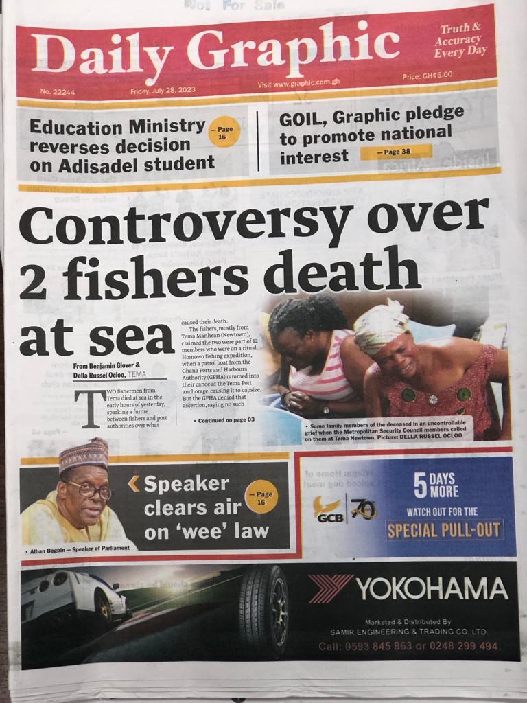 Today's front pages: Friday, July 28, 2023 - MyJoyOnline