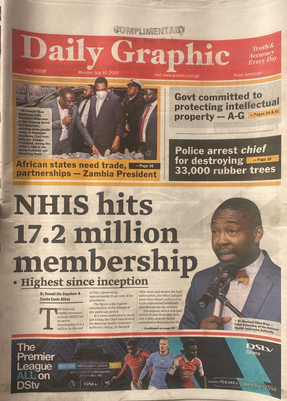 Today's front pages: Monday, July 10, 2023 - MyJoyOnline