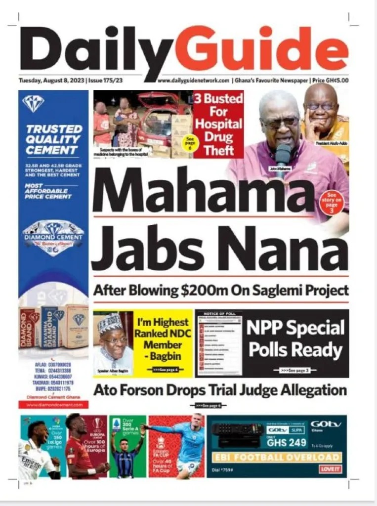 Today’s front pages: Tuesday, August 8, 2023 - MyJoyOnline