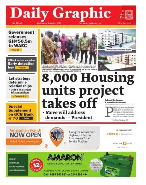 Today's front pages: Wednesday, August 2, 2023 - MyJoyOnline
