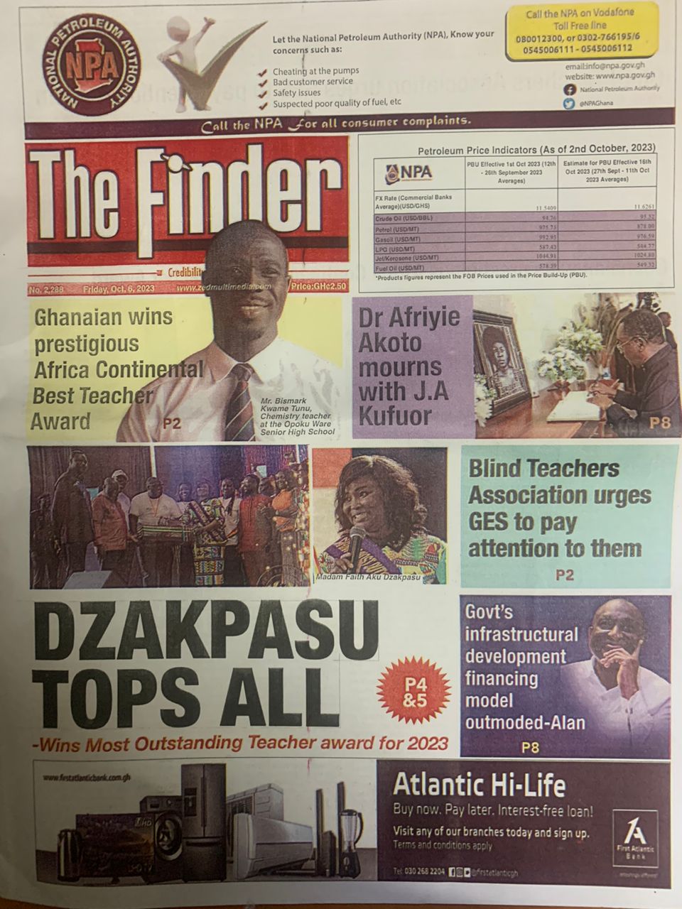 Today’s front pages: Friday, October 6, 2023 - MyJoyOnline