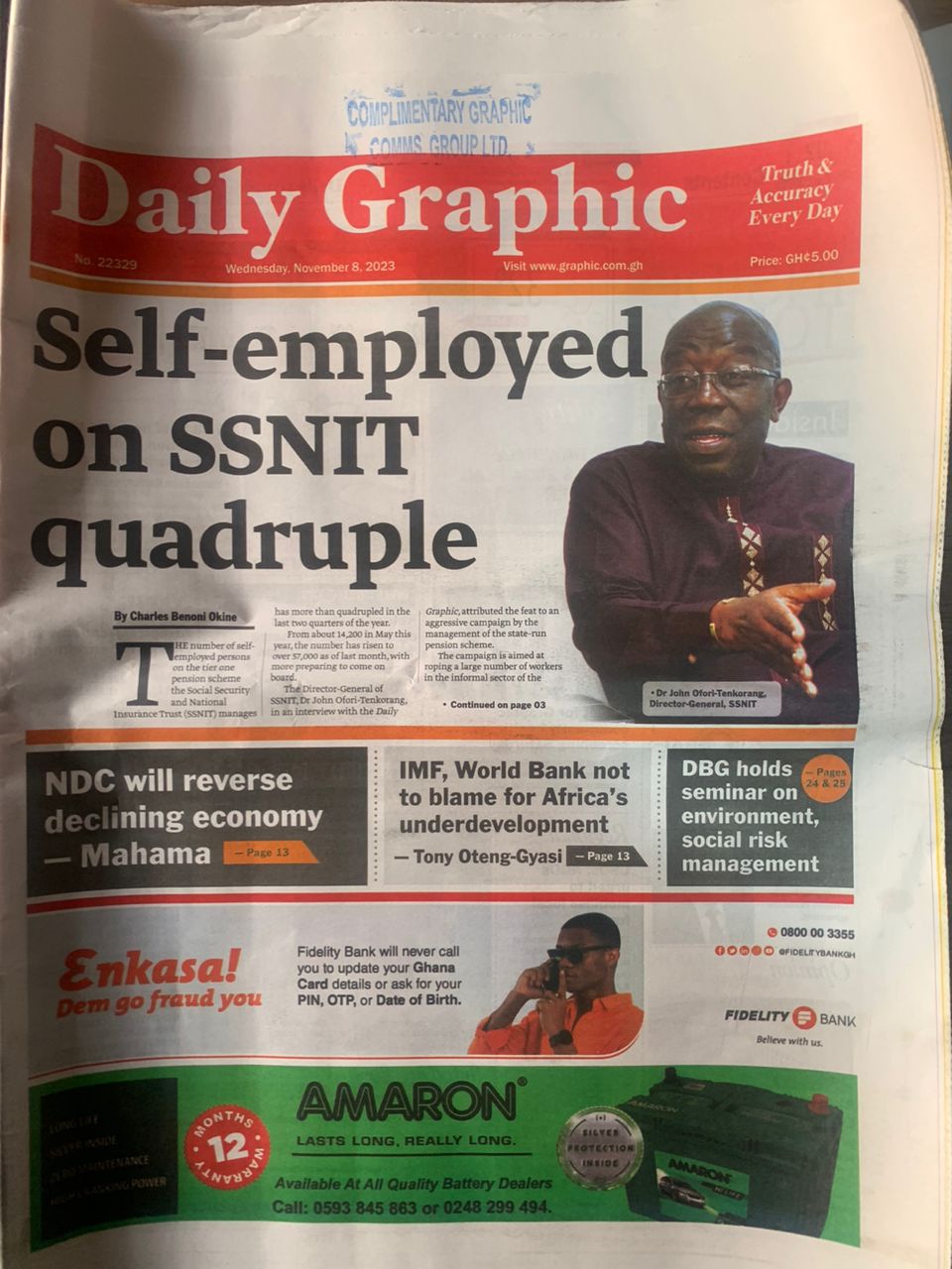 Today’s front pages: Wednesday, November 8, 2023 - MyJoyOnline