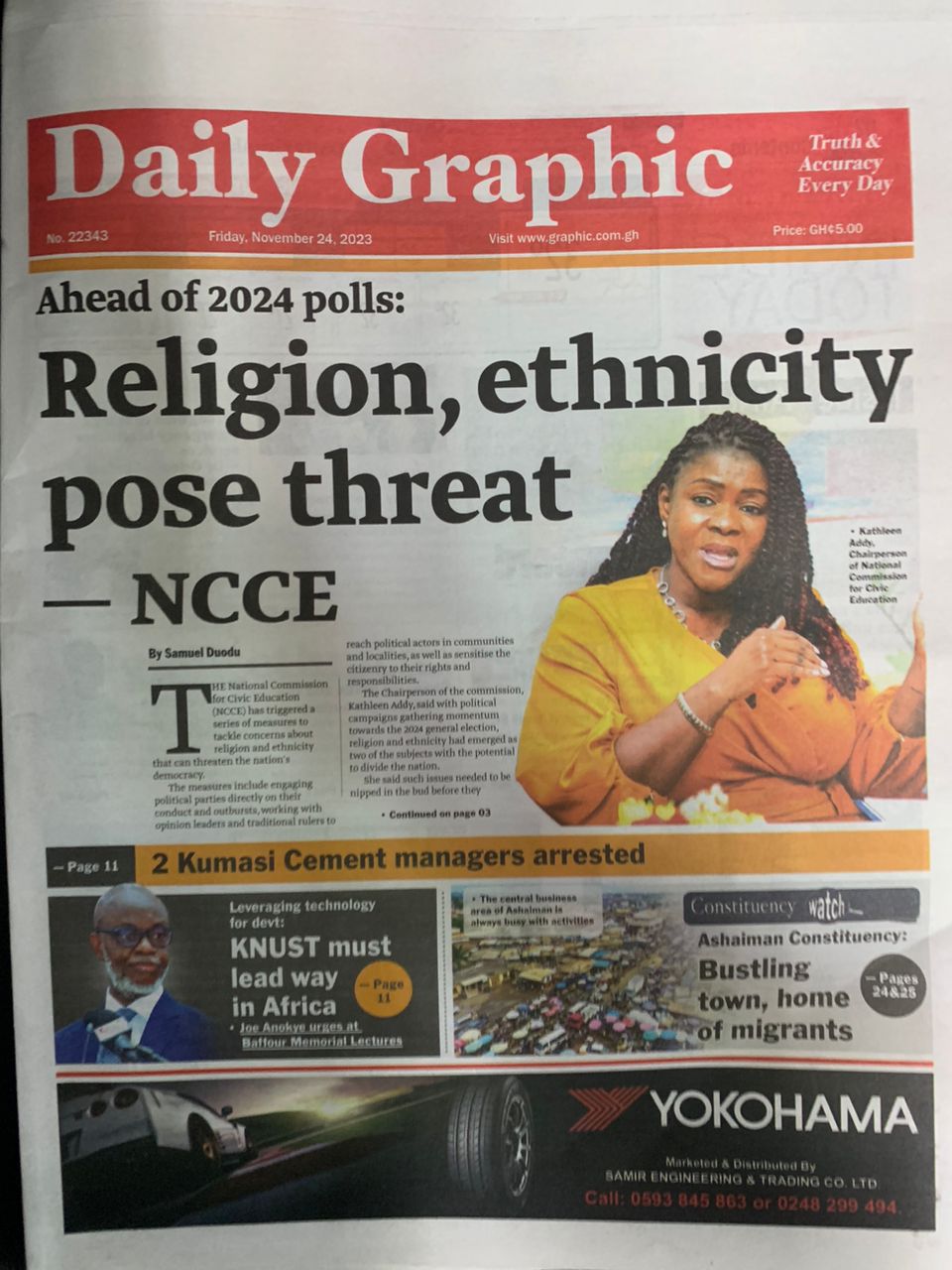Today’s front pages: Friday, November 24, 2023 - MyJoyOnline