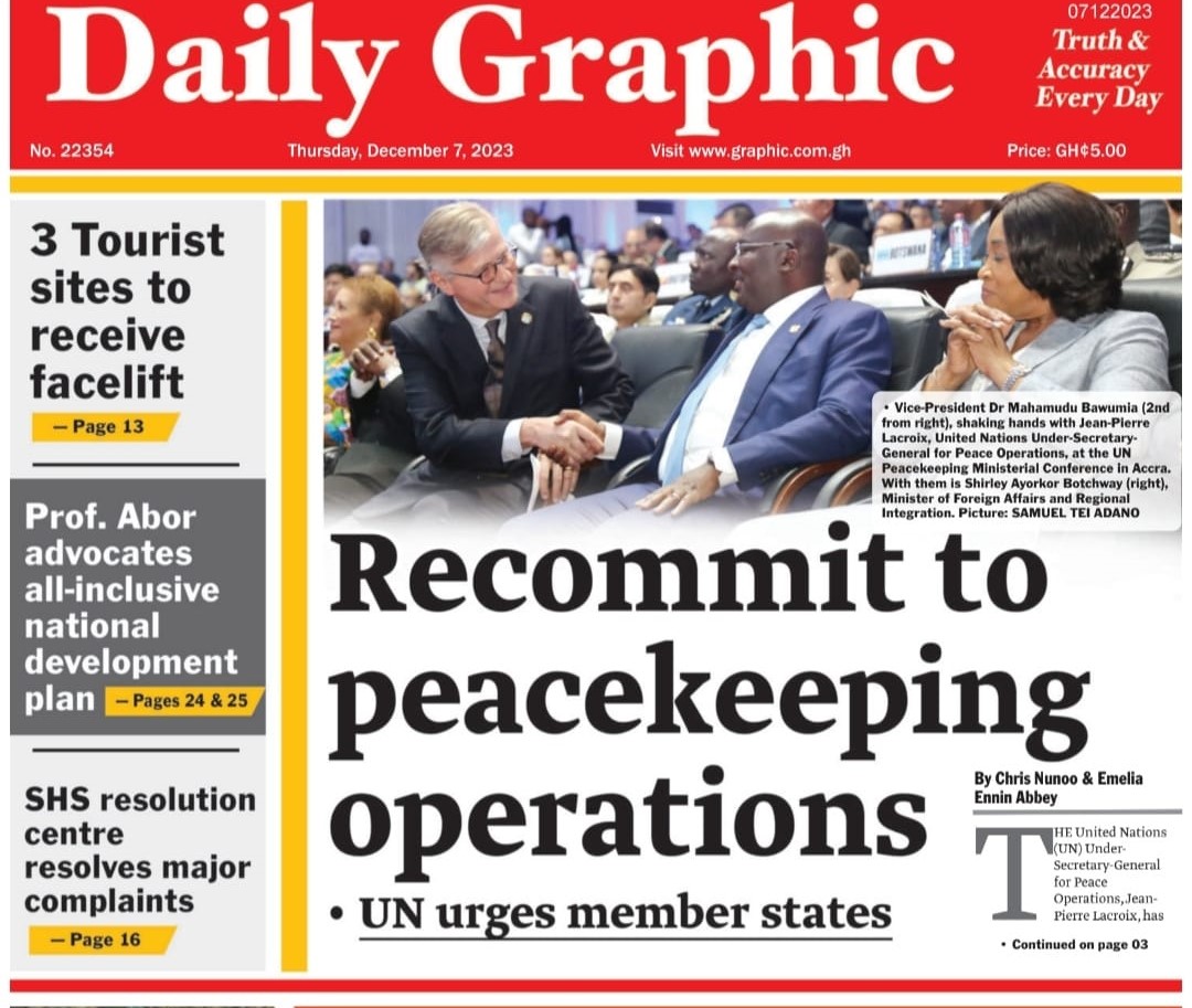 Today's front pages: Thursday, December 7, 2023 - MyJoyOnline