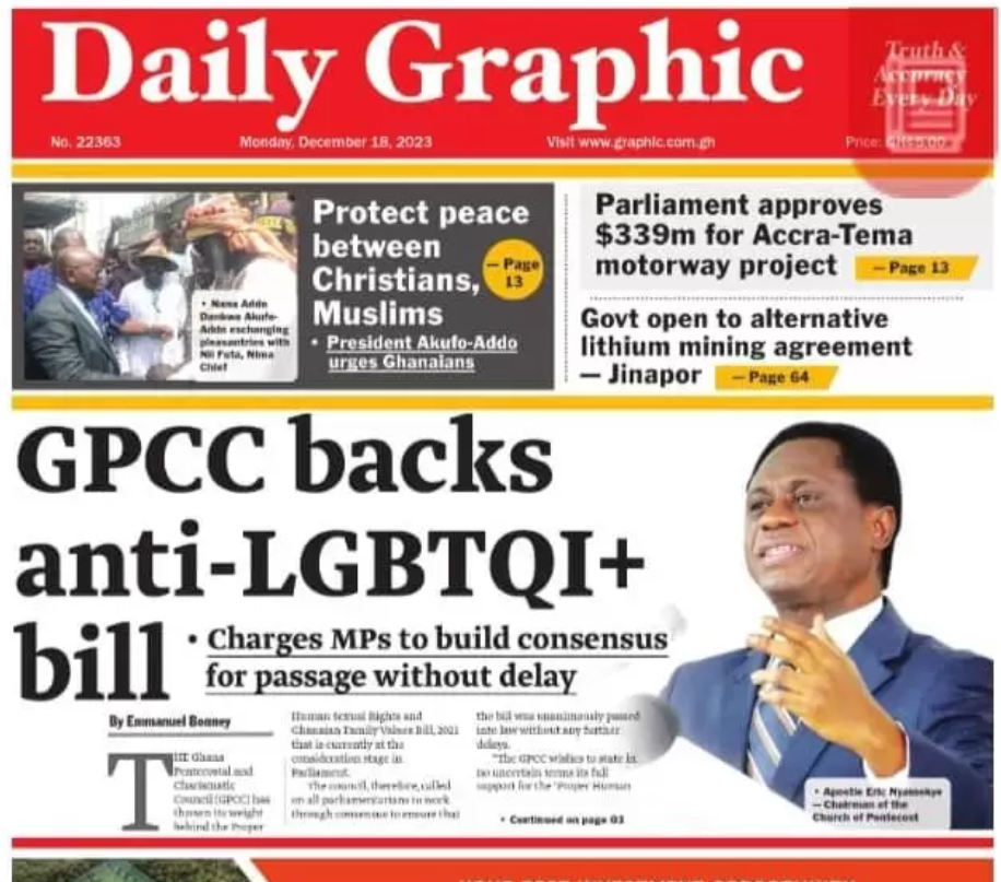 Today's front pages: Monday, December 18, 2023 - MyJoyOnline