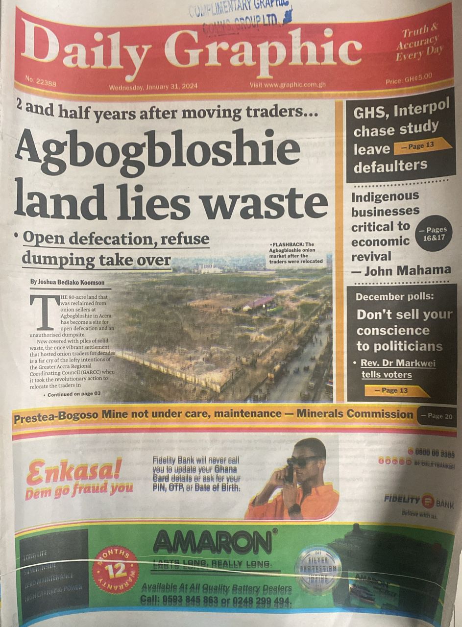 Today's front pages: Wednesday, January 31, 2024 - MyJoyOnline