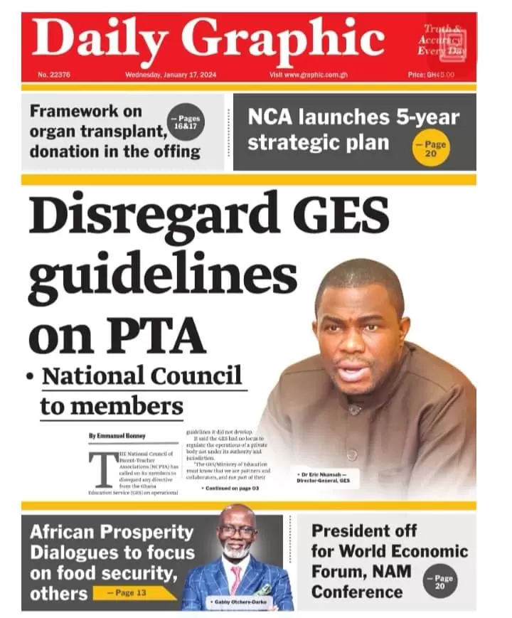 Today's front pages: Wednesday, January 17, 2024 - MyJoyOnline